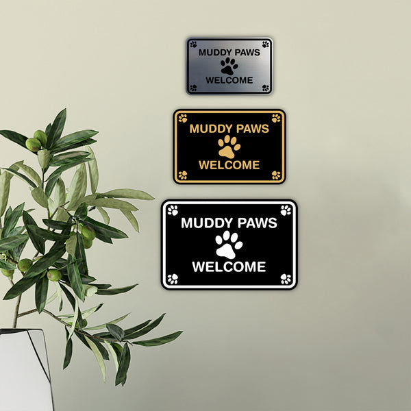 Motto Lita Classic Framed Paws, Muddy Paws Welcome Wall or Door Sign ...
