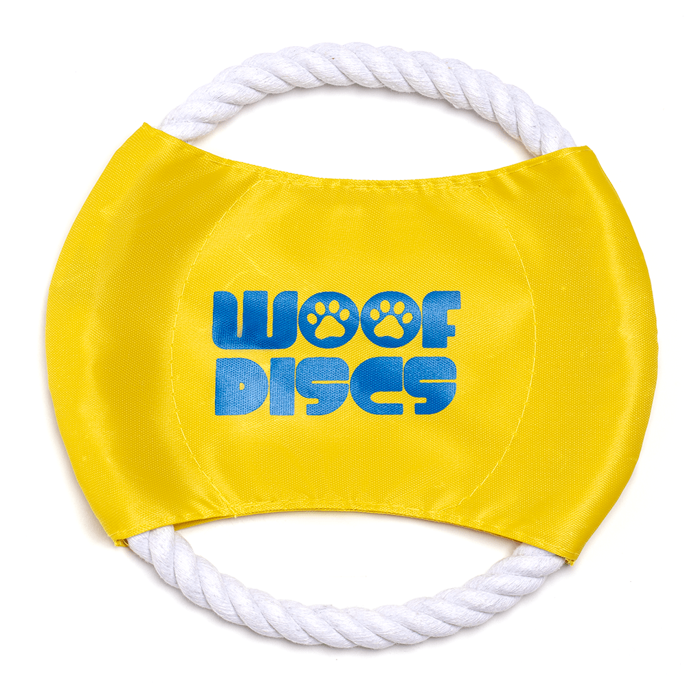 (Yellow) Woof Discs - Flying Rope Disc, Dog Toy, Chewing Frisbee ...